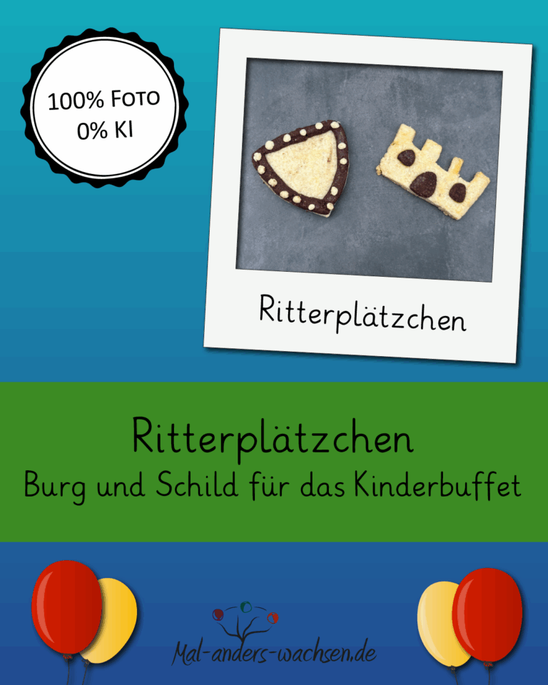 Ritterplätzchen. Burg und Schild für das Kinderbuffet - Mal-anders-wachsen